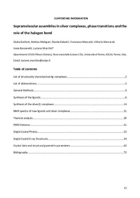 (PDF) Supramolecular Assemblies in Silver Complexes: Phase Transitions ...