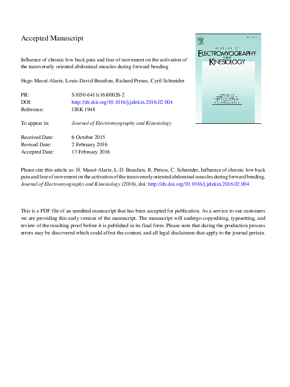 (PDF) Influence of chronic low back pain and fear of movement on the ...