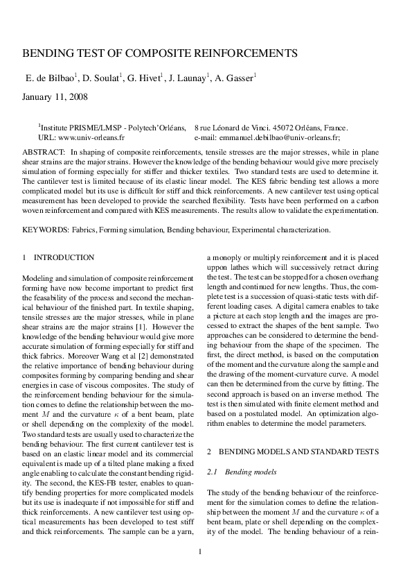 (PDF) Bending Test of Composite Reinforcements