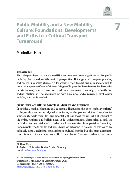 (PDF) Public Mobility and a New Mobility Culture: Foundations ...