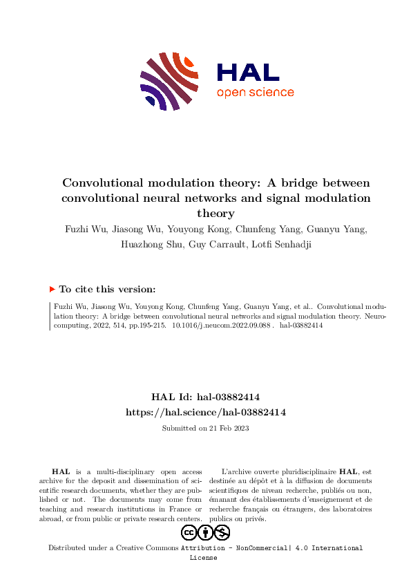 Pdf Convolutional Modulation Theory A Bridge Between Convolutional Neural Networks And Signal