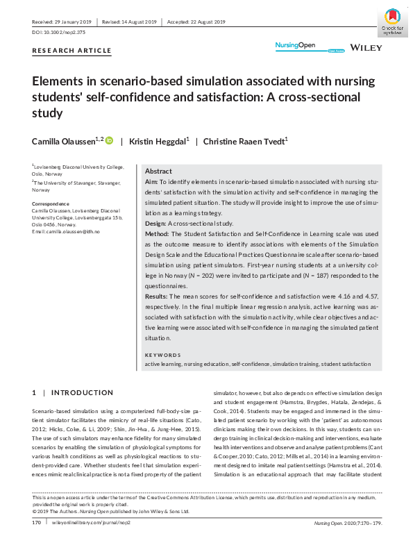 (PDF) Elements in scenario‐based simulation associated with nursing ...