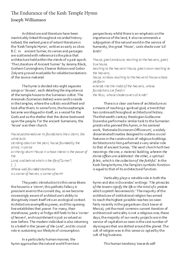 (PDF) The Endurance of the Kesh Temple Hymn