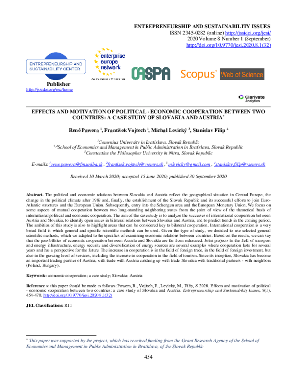 (PDF) Effects and motivation of political - economic cooperation ...