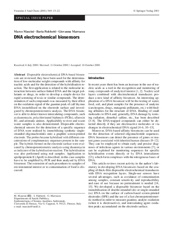 (PDF) DNA electrochemical biosensors | Giovanna Marrazza - Academia.edu