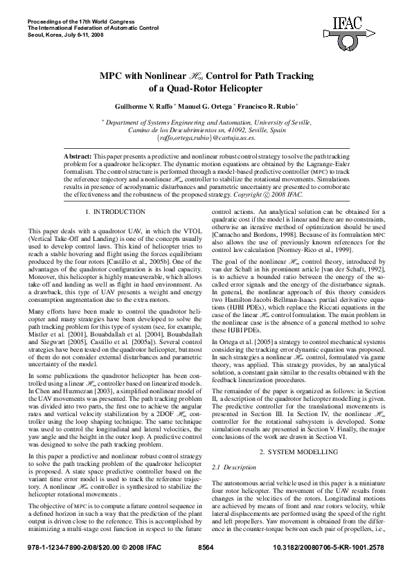 (PDF) MPC with Nonlinear H-Infinity Control for Path Tracking of a Quad-Rotor Helicopter