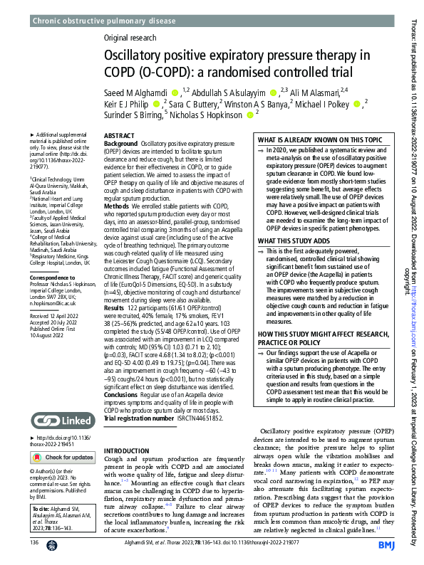 (PDF) Oscillatory positive expiratory pressure therapy in COPD (O-COPD ...