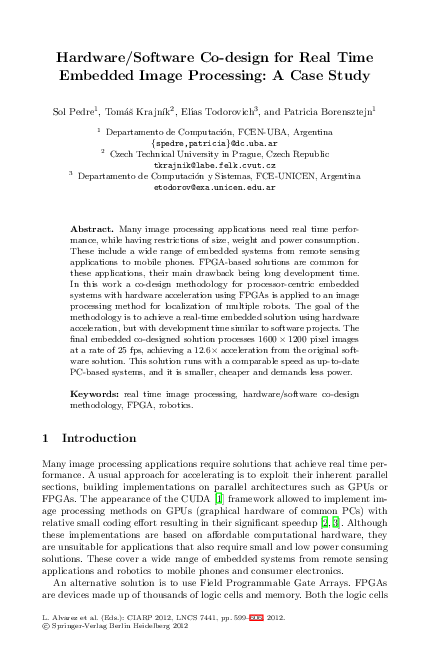 (PDF) Hardware/Software Co-design for Real Time Embedded Image Processing: A Case Study