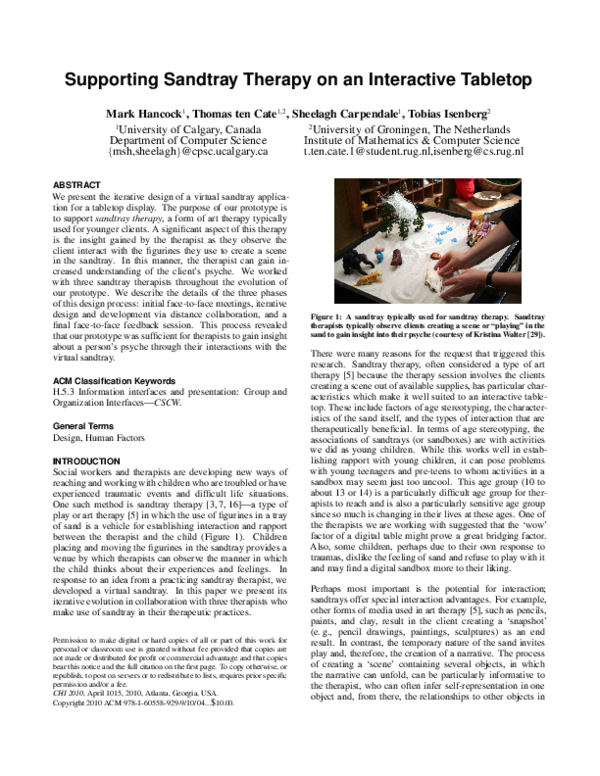 (PDF) Designing a Virtual Sandtray for Interactive Therapy