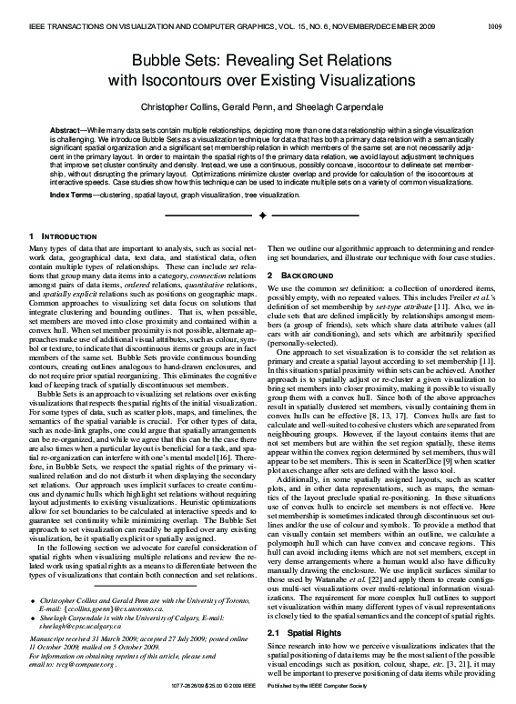 (PDF) Bubble Sets: Revealing Set Relations with Isocontours over Existing Visualizations