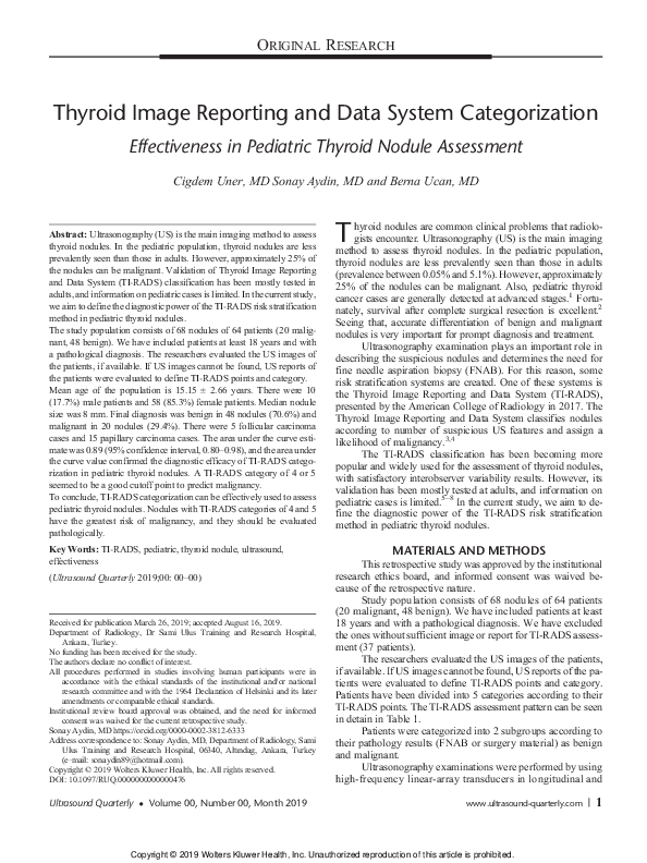 (PDF) Thyroid Image Reporting and Data System Categorization
