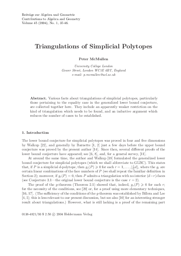(PDF) Triangulations of simplicial polytopes