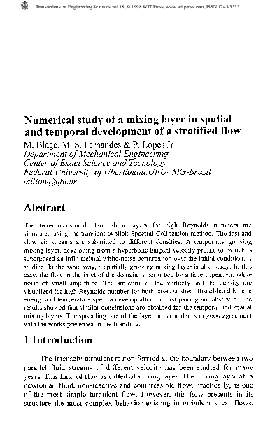 (PDF) Numerical Study Of A Mixing Layer In SpatialAnd Temporal ...