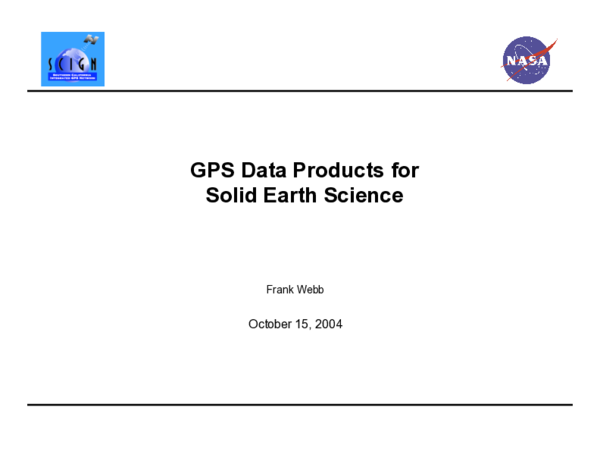 (PDF) GPS Data Products for Solid Earth Science