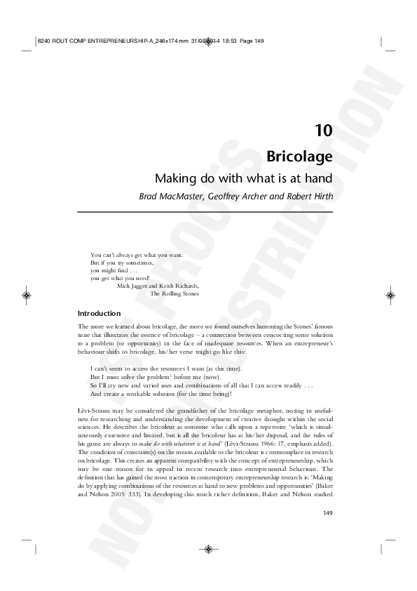 (PDF) Ch10: Bricolage: Making Do With What is at Hand