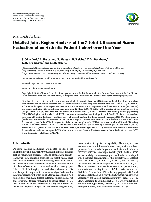(PDF) Detailed Joint Region Analysis of the 7-Joint Ultrasound Score ...
