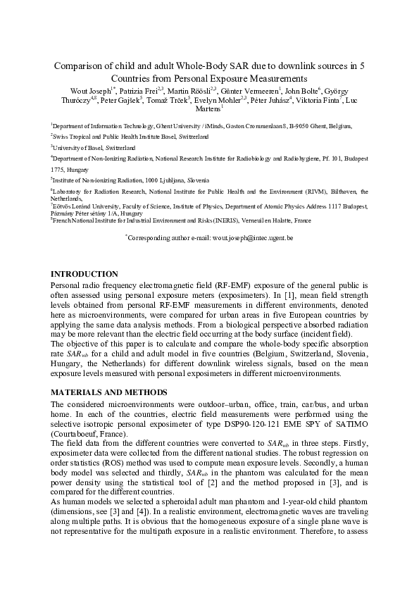 (PDF) Comparison of child and adult whole-body SAR due to downlink ...
