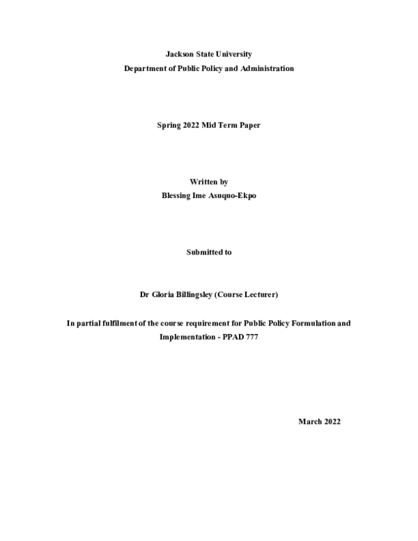 (DOC) A Paper on the Application of Bardach’s Eight-Fold Path to Policy ...