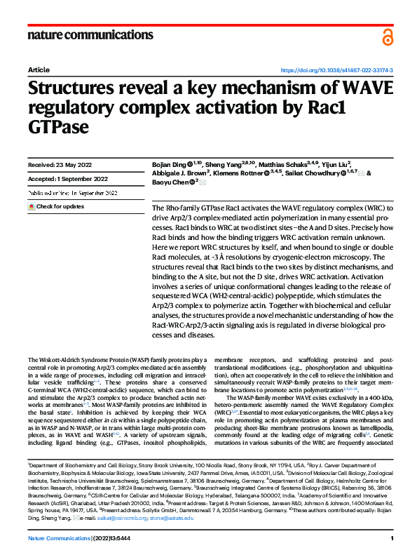 (PDF) Structures reveal a key mechanism of WAVE Regulatory Complex ...
