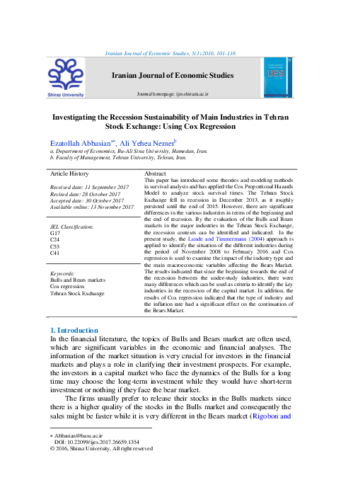 (PDF) Investigating the Recession Sustainability of Main Industries in ...