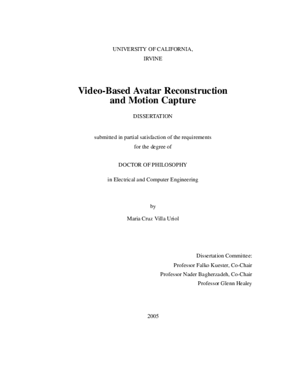 (PDF) Video-based Avatar Reconstruction and Motion Capturing Techniques