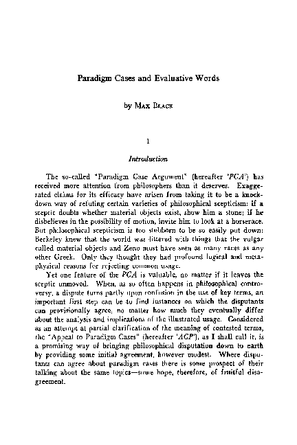 (PDF) Paradigm Cases and Evaluative Words