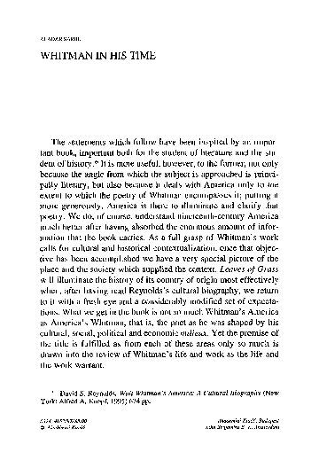 (PDF) Whitman in his time