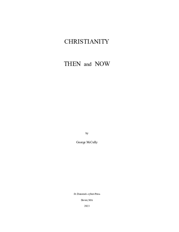 (DOC) Christianity Then and Now