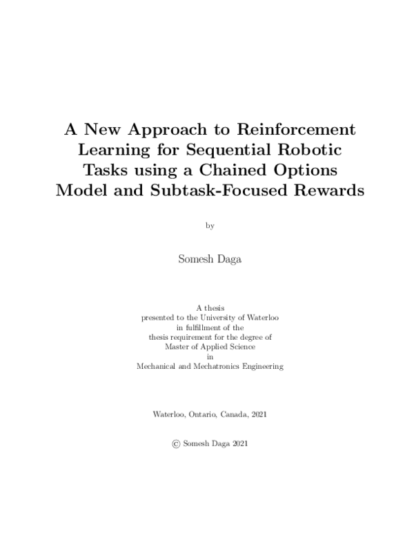 Pdf A New Approach To Reinforcement Learning For Sequential Robotic