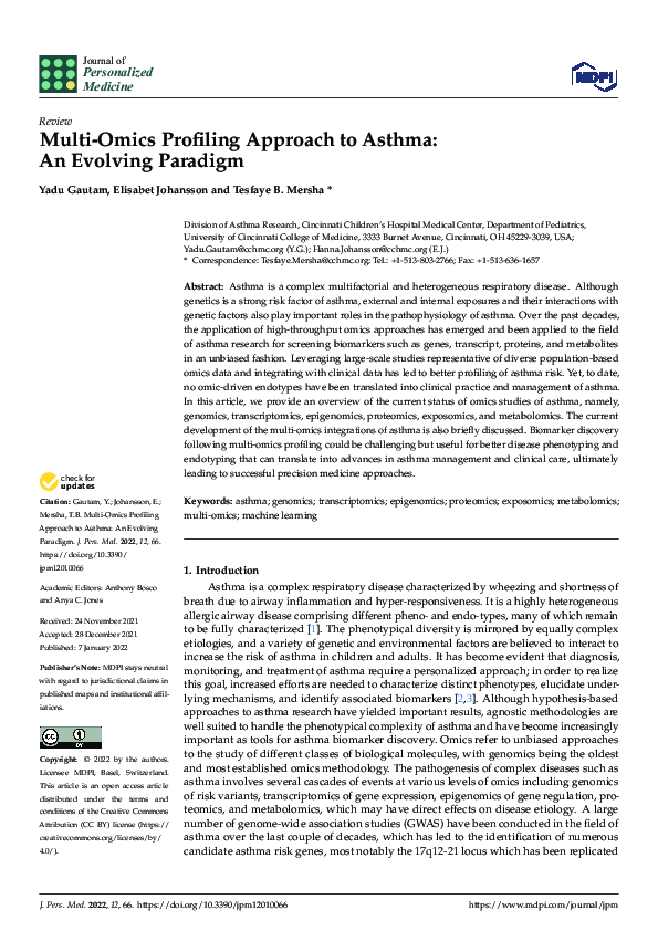 (PDF) Multi-Omics Profiling Approach to Asthma: An Evolving Paradigm