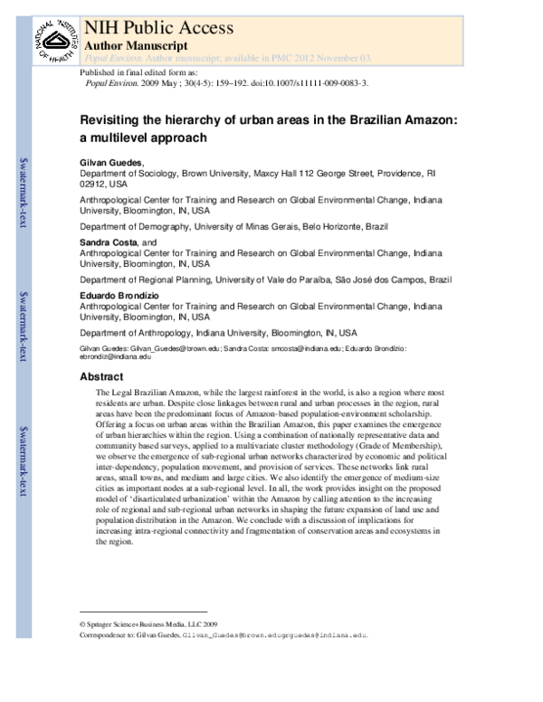 (PDF) Revisiting the hierarchy of urban areas in the Brazilian Amazon ...