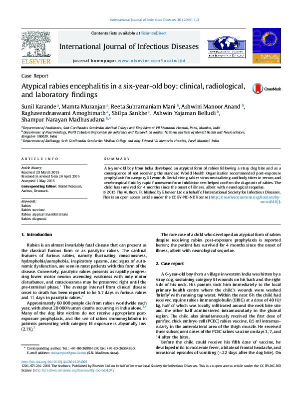 (PDF) Atypical rabies encephalitis in a six-year-old boy: clinical ...