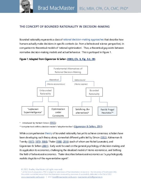 (PDF) The Concept of Bounded Rationality in Decision-Making