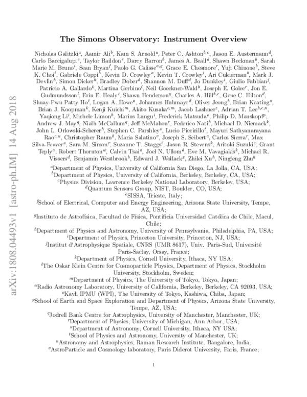 (PDF) The Simons Observatory: instrument overview