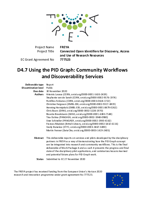 (PDF) Deliverable 4.7 Using the PID Graph: Community Workflows and ...
