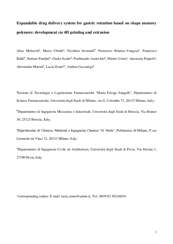 (PDF) Expandable drug delivery system for gastric retention based on ...