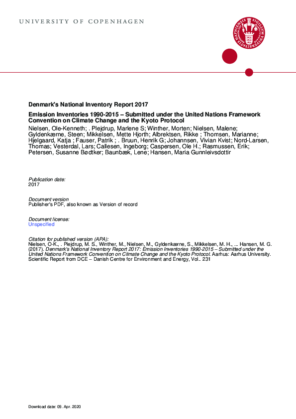 (PDF) Denmark's National Inventory Report 2017:Emission Inventories ...
