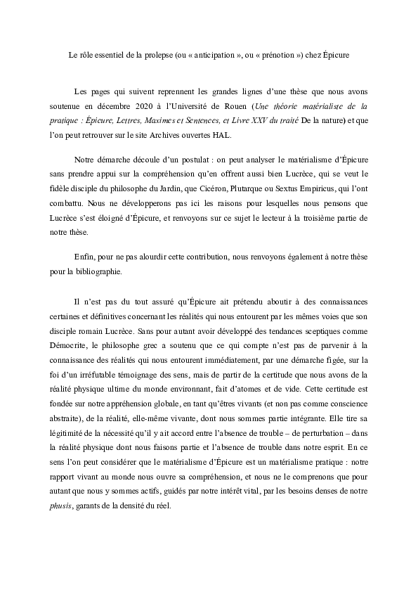 (DOC) Le rôle de la prolepse (ou « anticipation », ou « prénotion ...