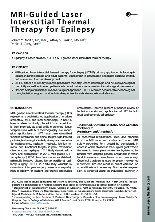 (PDF) MRI-Guided Laser Interstitial Thermal Therapy in Neuro-Oncology: A Review of Its Current ...