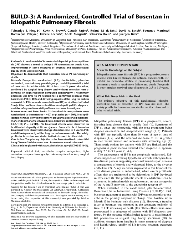 (PDF) BUILD-3: A Randomized, Controlled Trial of Bosentan in Idiopathic ...