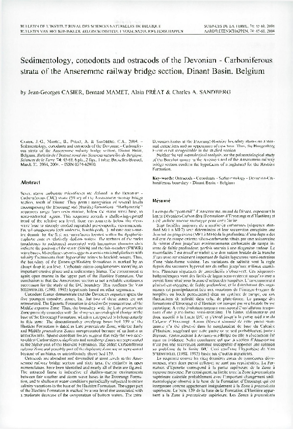 (PDF) Sedimentology, conodonts and ostracods of the Devonian ...