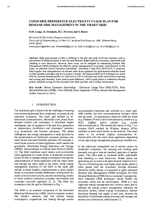 (PDF) Consumer Preference Electricity Usage Plan for Demand Side ...