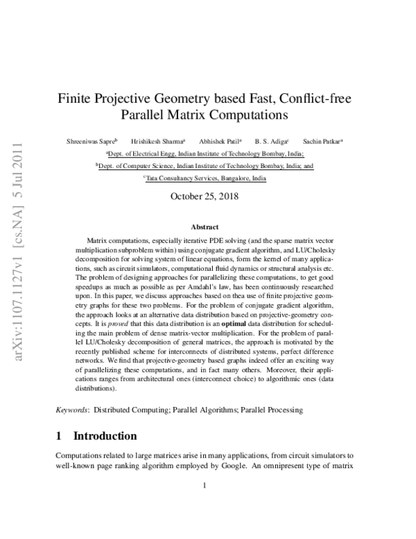(PDF) Finite Projective Geometry based Fast, Conflict-free Parallel ...