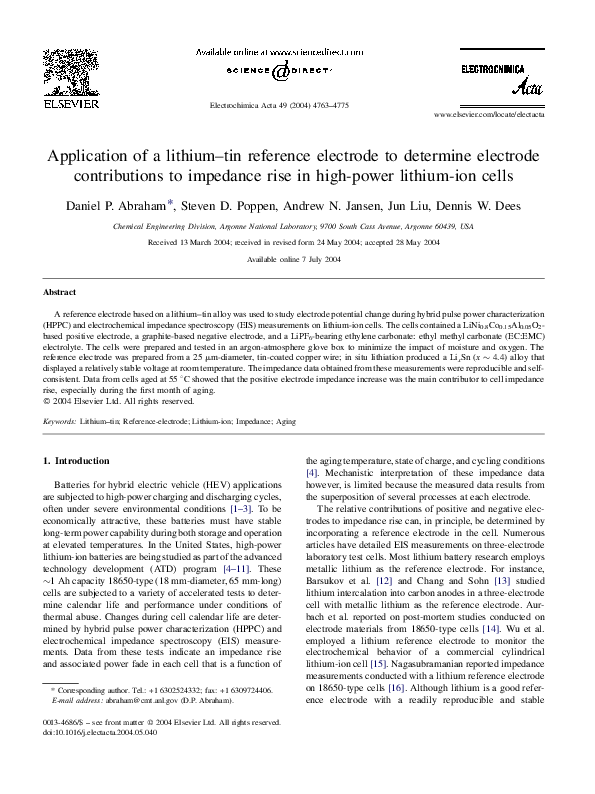 (PDF) Application of a lithium–tin reference electrode to determine ...