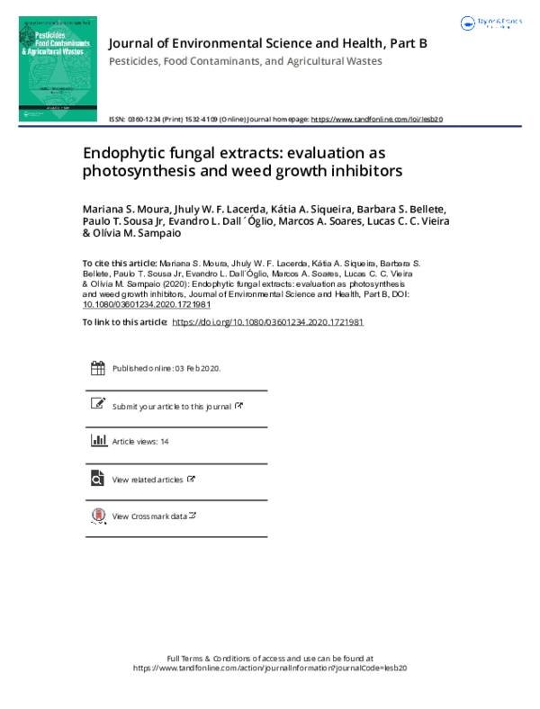 (PDF) Endophytic fungal extracts: evaluation as photosynthesis and weed ...