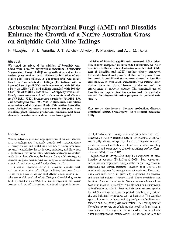 (PDF) Arbuscular Mycorrhizal Fungi (AMF) and Biosolids Enhance the Growth of a Native Australian ...