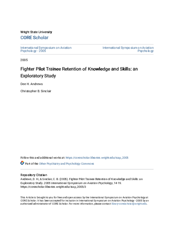 (PDF) Fighter Pilot Trainee Retention of Knowledge and Skills: an ...