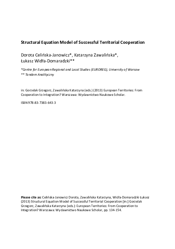 (PDF) Structural Equation Model of Successful Territorial Cooperation