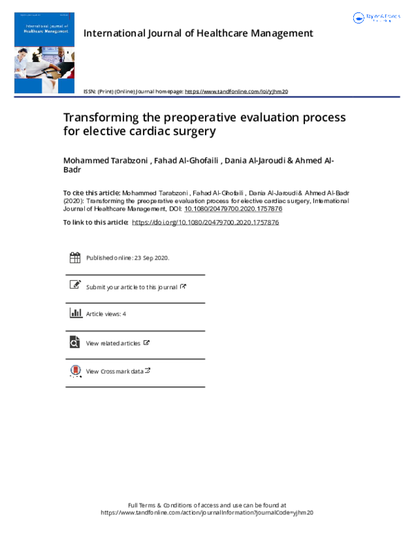 (PDF) Transforming the preoperative evaluation process for elective ...