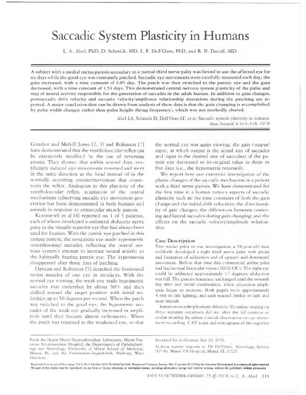 (PDF) Saccadic system plasticity in humans